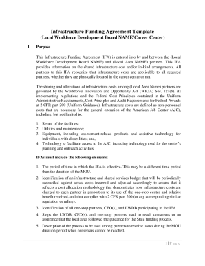 Fillable Online Infrastructure Funding Agreement Template - FloridaJobs ...