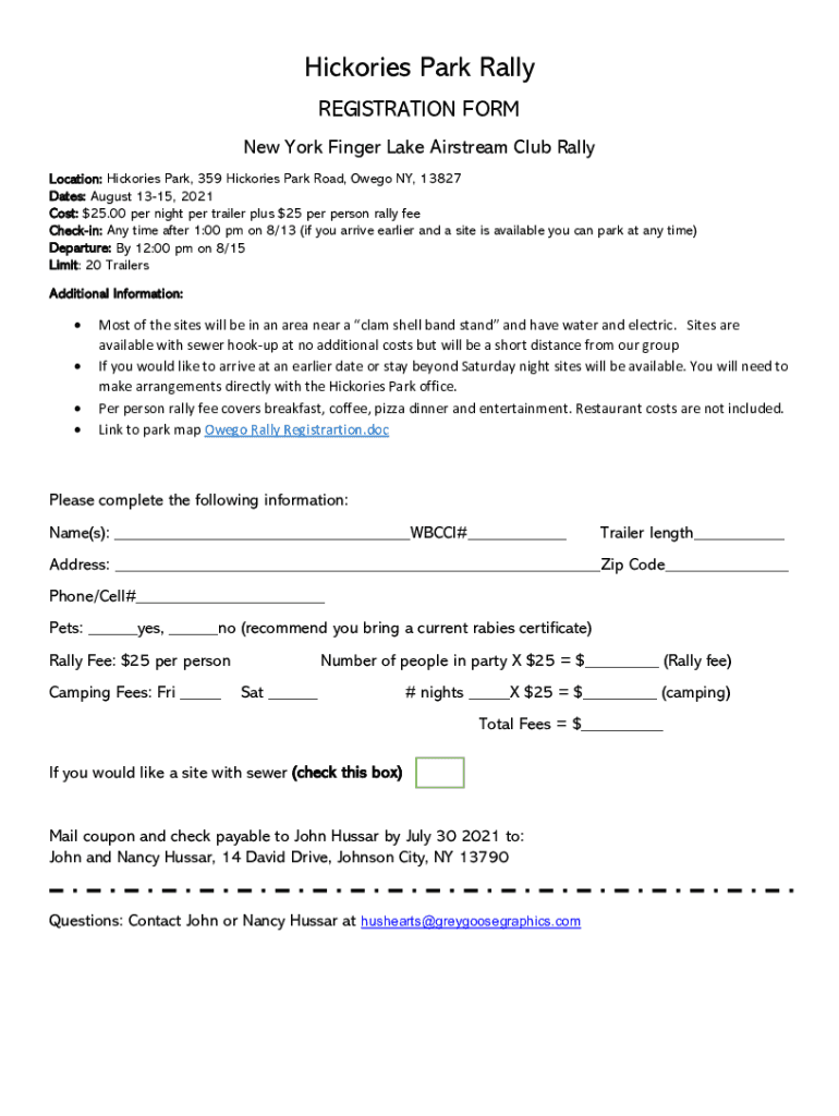 Fillable Online Watkins Glen State Park Rally - Airstream Club ...