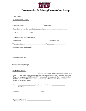 Fillable Online tees tamu Lost/Missing Receipt Form Fax Email Print ...