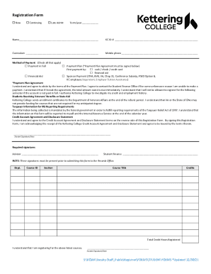 Fillable Online Registration Form - Kettering College Fax Email Print - pdfFiller