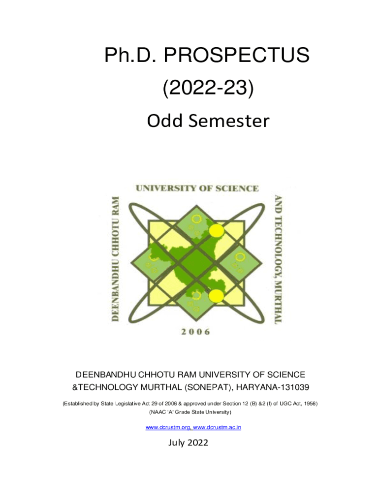 Fillable Online Ph.D. PROSPECTUS for ADF Scholarships: 2022-23 (Odd ... Fax Email Print - pdfFiller