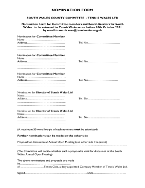 Fillable Online DRAFT NOMINATION FORM Fax Email Print - pdfFiller