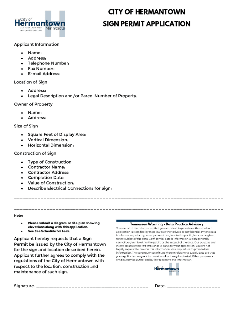Fillable Online Garage and Shed Permit Application - City of Hermantown ...