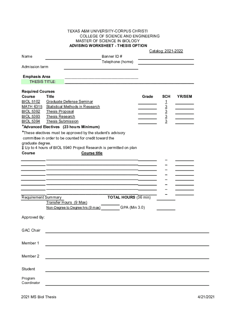 Fillable Online Name Course Title Grade SCH YR/SEM BIOL 5102 1 MATH ...