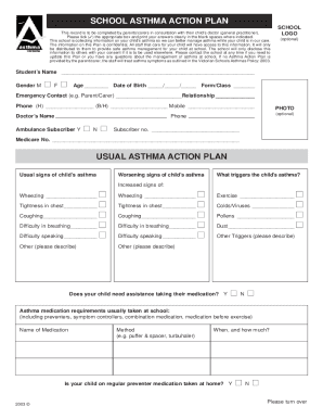 Fillable Online Child Asthma Record Form Fax Email Print - pdfFiller