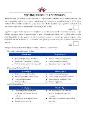 Fillable Online King's Student Charter for a Flourishing Life Fax Email ...