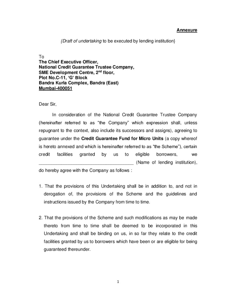 Fillable Online Annexure 2 Draft of undertaking to be executed by ...