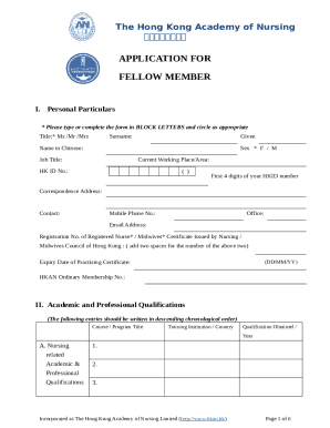 Get the free Application for Advancement to Fellow Personal ... Doc ...