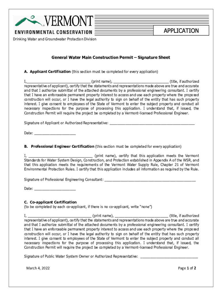 Fillable Online Application for a Permit to Construct Multiple Parcel ...