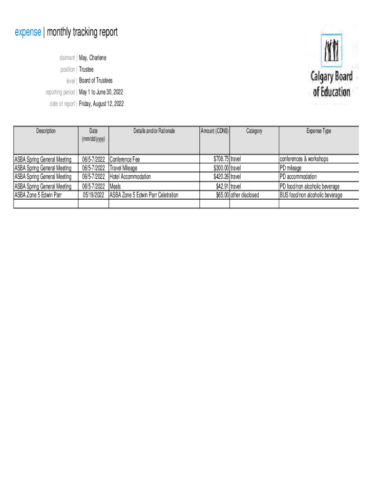 Fillable Online expense monthly tracking report Fax Email Print - pdfFiller