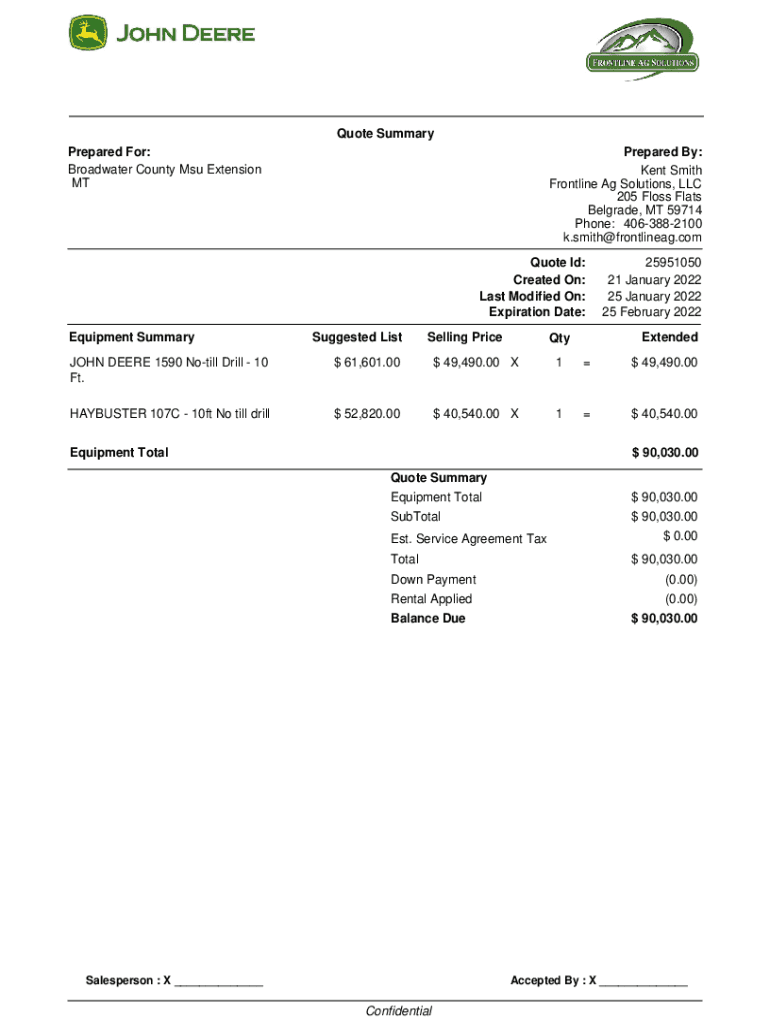 Fillable Online Kent Smith Frontline Ag Solutions, LLC - Broadwater ...
