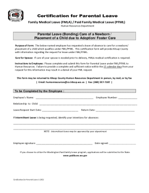 Fillable Online Certification for Parental Leave - Kitsap County Fax ...