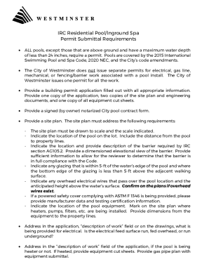Fillable Online Residential Pool/Spa Permit Requirements Infomation ...
