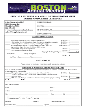 Fillable Online AAN 2023 Boston Exhibit Photo Order Form Fax Email ...