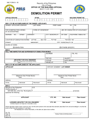 Fillable Online DEMOLITION PERMIT - Pasig City Fax Email Print - pdfFiller