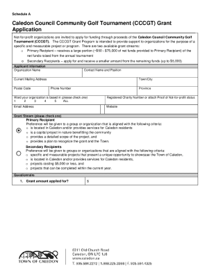 Fillable Online Grant applications for Caledon council golf tournament ...