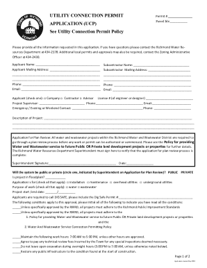 Fillable Online UTILITY CONNECTION PERMIT APPLICATION (UCP) See ... Fax Email Print - pdfFiller