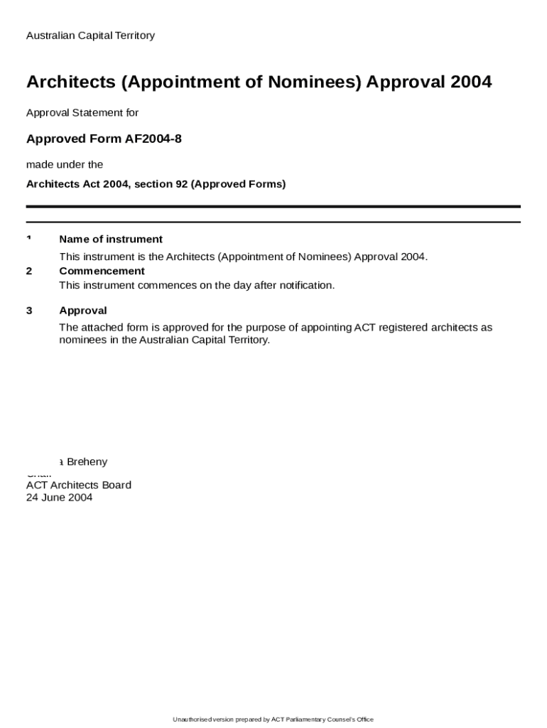 Application for Registration as an Architect in the ACT Doc Template ...