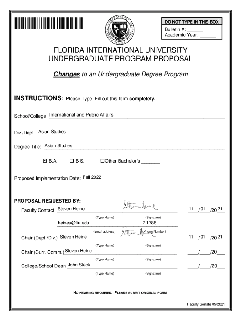 Fillable Online asian fiu UndergraduateDegree ProgramChange Form/Check ...