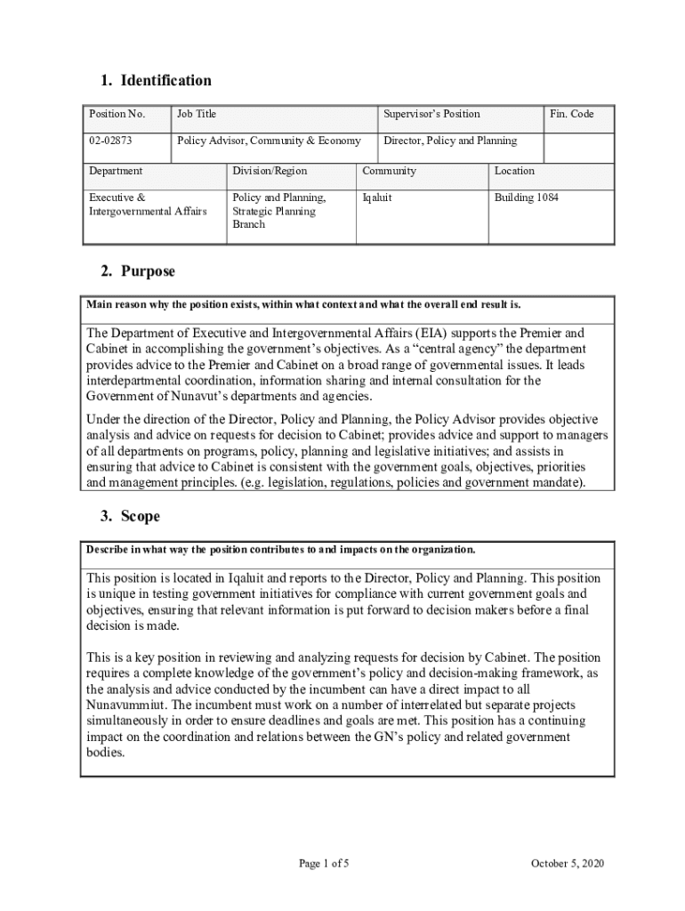 Fillable Online How to write a policy advisor CV (with template and ...
