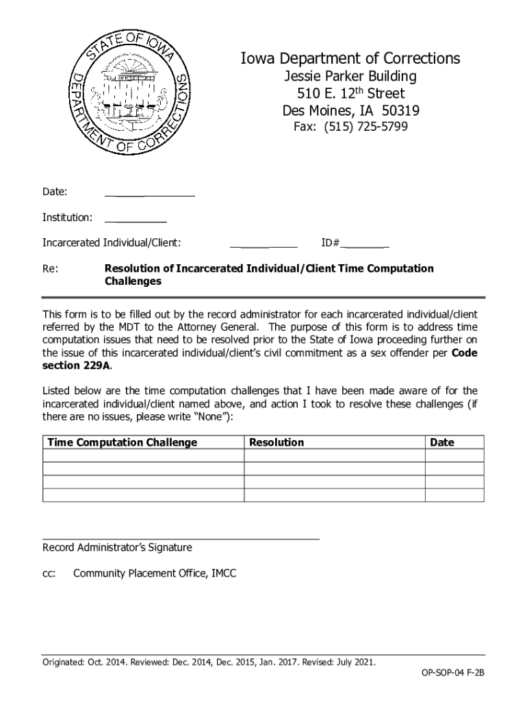 Fillable Online OP-SOP-04 F-2B Time Computation Resolution Form Fax ...