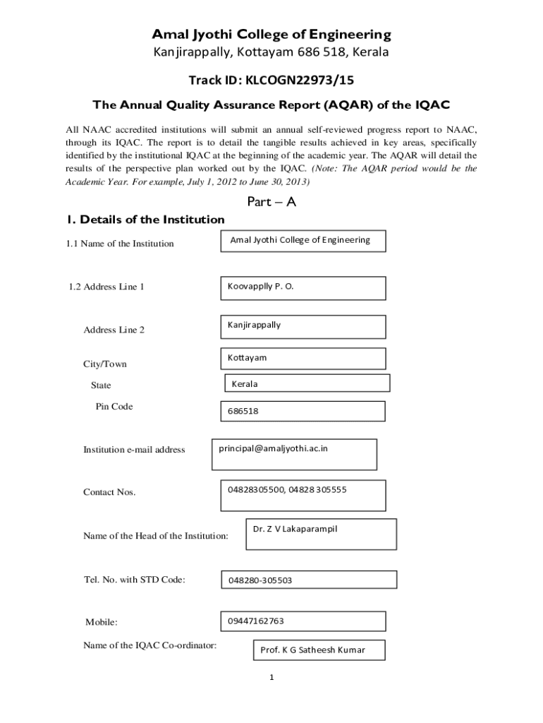 Fillable Online Internal Quality Assurance Cell (IQAC)Amal Jyothi College ... Fax Email Print ...
