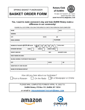 Fillable Online BASKET ORDER FORM - Syracuse Rotary Club Fax Email ...