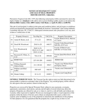 Fillable Online notice of delinquent taxes and sale of real property ... Fax Email Print - pdfFiller