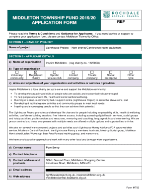 Fillable Online democracy rochdale gov (MT03) Middleton Township Fund Application Form 2019-20 ...