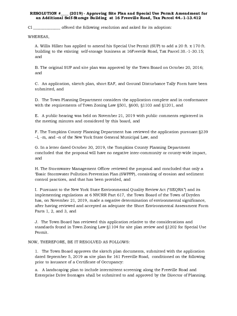 Fillable Online (2019) - Approving Site Plan and Special Use Permit ...