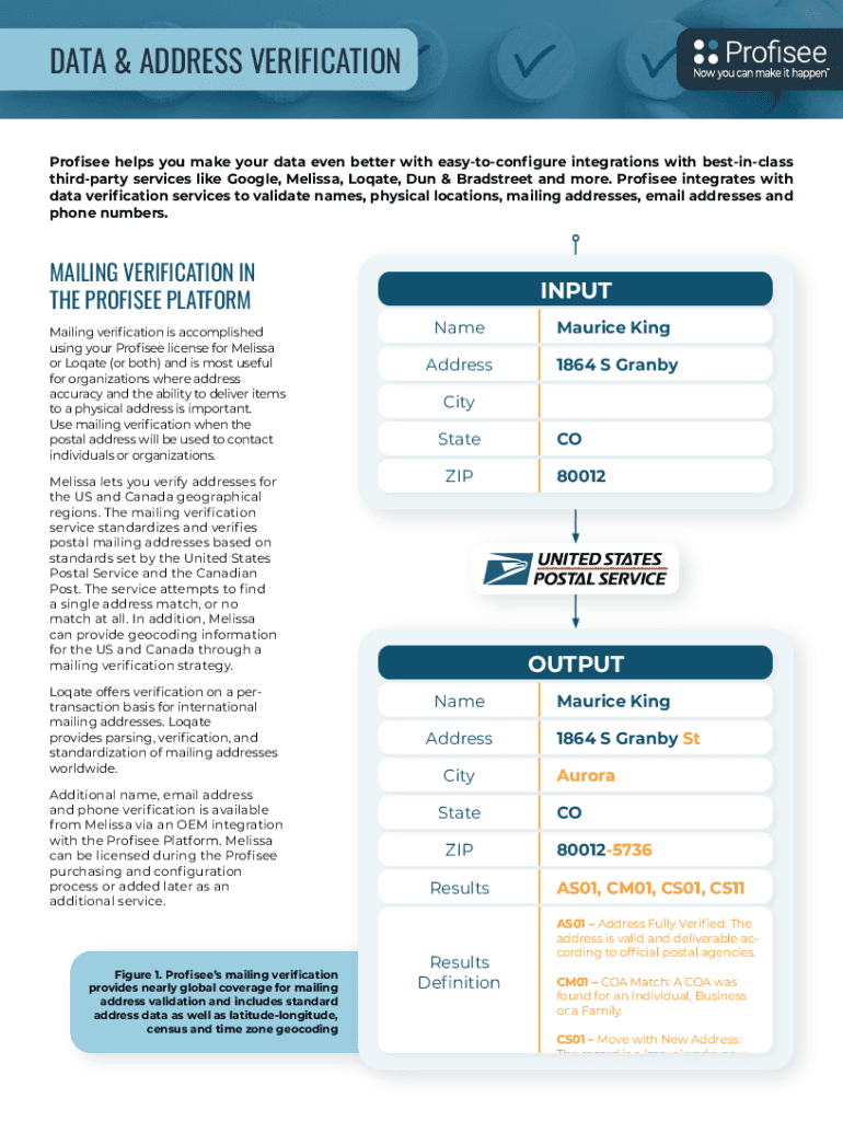 Fillable Online Profisee Data Address Verification Fax Email Print - pdfFiller