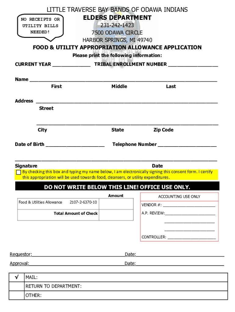 Fillable Online LITTLE TRAVERSE BAY BANDS OF ODAWA INDIANS ... Fax ...