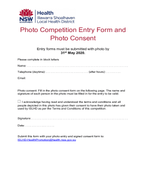 Fillable Online Photo Competition Entry Form and Photo Consent Fax ...