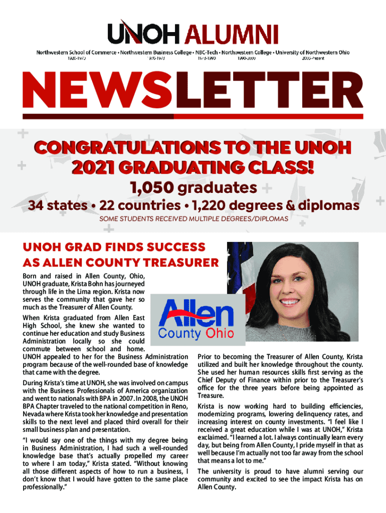Fillable Online UNOH Returns to In Person Commencement Exercises - WKTN ...