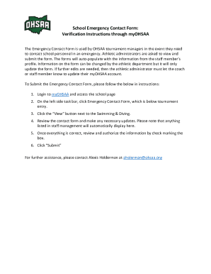 Fillable Online School Emergency Contact Form: Verification ...