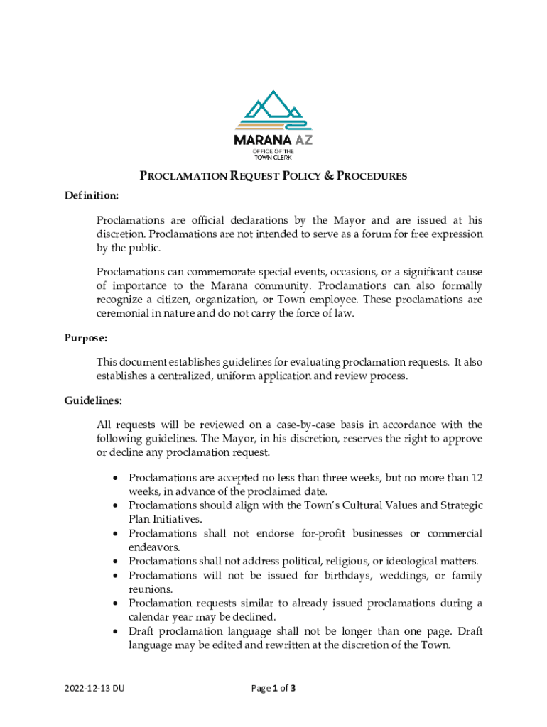 Fillable Online Draft Proclamation Request Policy.docx Fax Email Print - pdfFiller