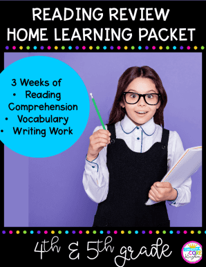 Fillable Online 3 Week Distance Learning Packet for 4th Grade & 5th ...