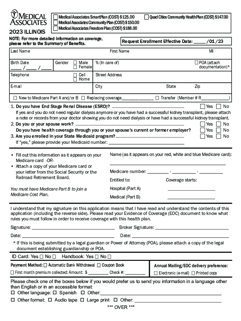 Fillable Online c Medical Associates SmartPlan (COST) $125 Fax Email ...