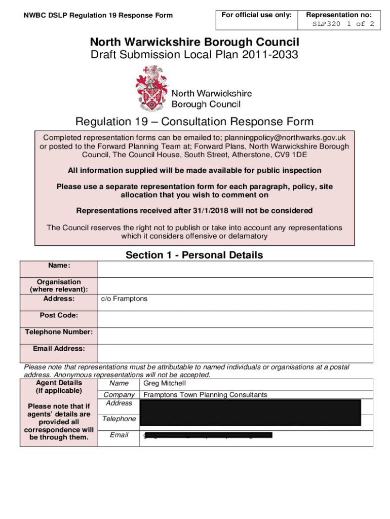 Fillable Online NWBC DSLP Regulation 19 Response Form Fax Email Print - pdfFiller