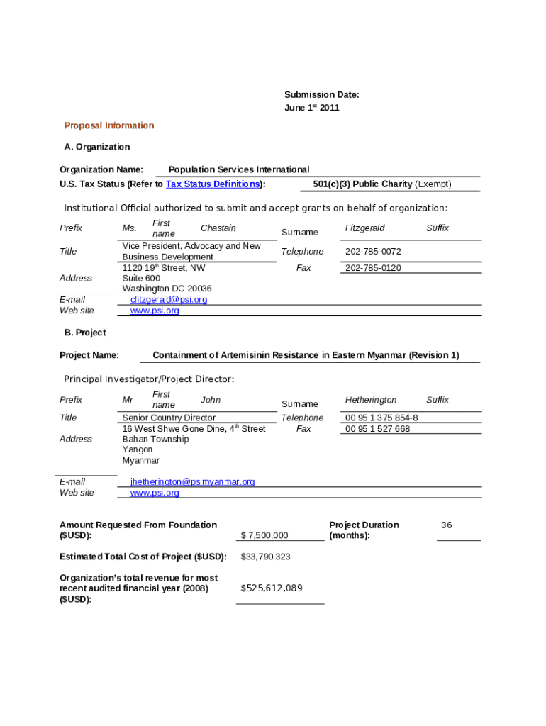 Global Health Proposal Application Doc Template | pdfFiller