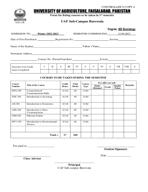Fillable Online uaf edu Undergraduate Admissions - Faisalabad - UAF Fax ...