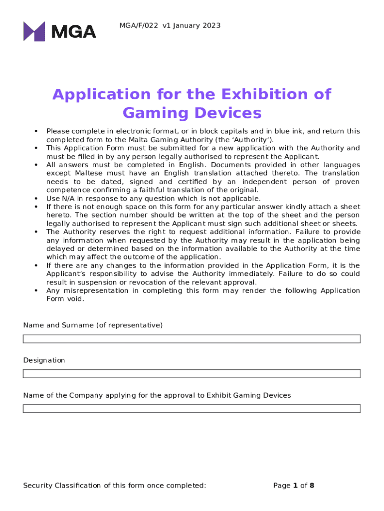 Exhibition-of-Gaming-Devices-Application- Doc Template | pdfFiller