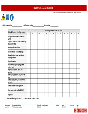 Fillable Online Forklift inspection cheklist Fax Email Print - pdfFiller