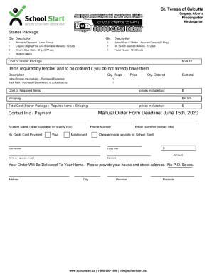 Fillable Online Manual Order Form Deadline: June 15th, 2020 Fax Email ...