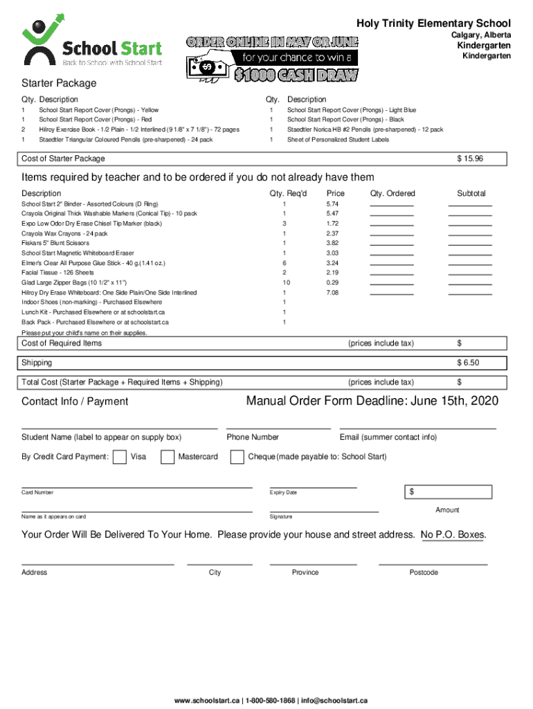 Fillable Online Holy Trinity School - Calgary Catholic School District ...