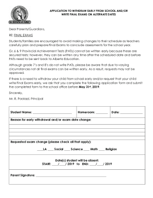 Fillable Online Dear Parents/Guardians, RE: FINAL EXAMS Students/families ... Fax Email Print ...