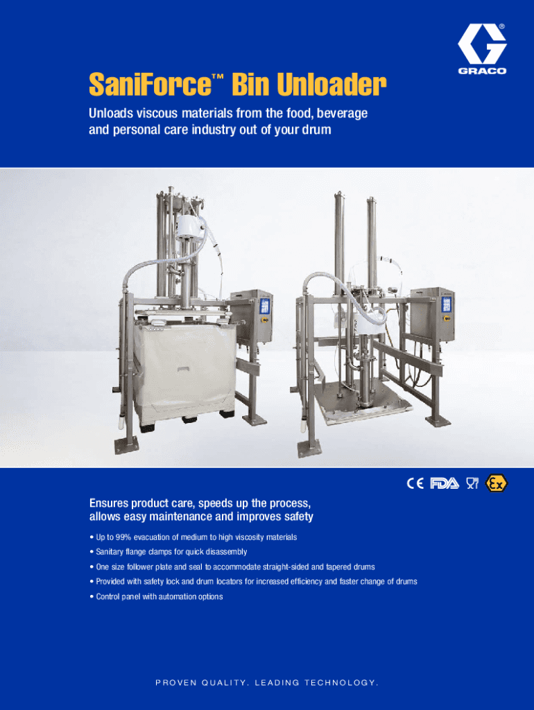 Fillable Online 300784ENEU, SaniForce Bin Unloader. Learn how the SaniForce unloads viscous ...