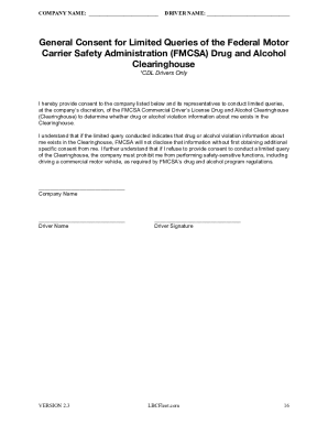 Fillable Online General Consent for Limited Queries of the Federal ...