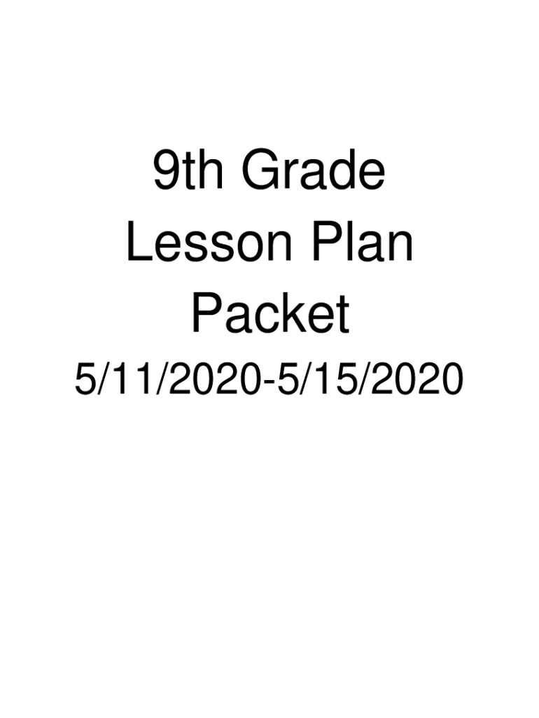 Fillable Online 9th Grade Lesson Plan Packet - Great Hearts Irving Fax ...
