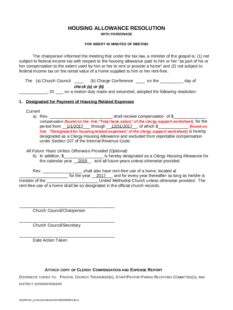 Attachment A (SAMPLE) HOUSING ALLOWANCE ... - AWS Doc Template | pdfFiller